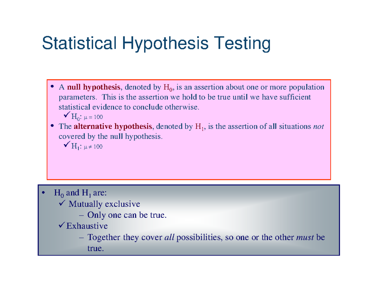 Lecture 5 - Statistical Hypothesis Testing in Biostatistics - Studocu