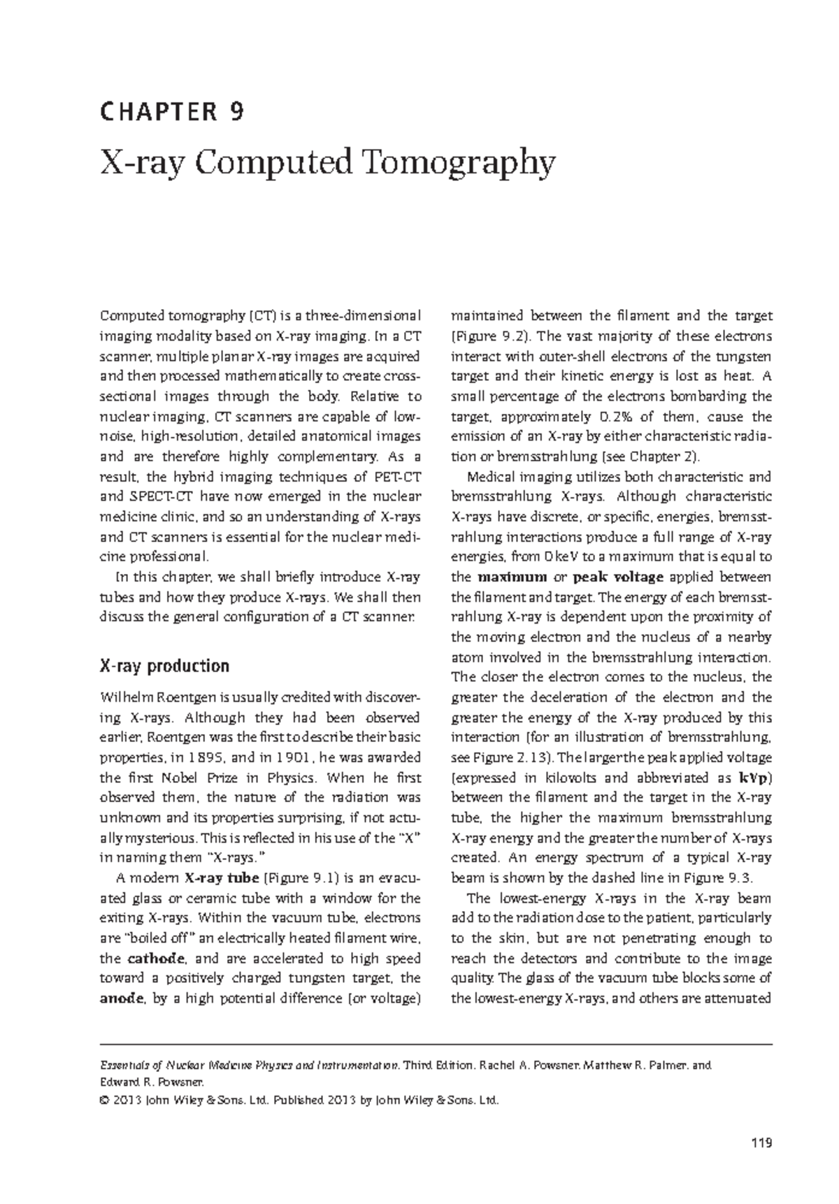Instrumentation Physics-43 - CHAPTER 9 X-ray Computed Tomography ...