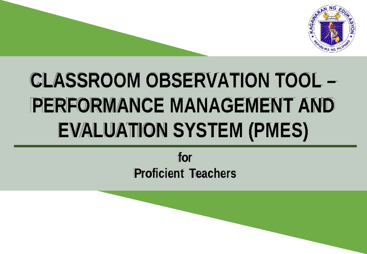 COT-Rubric for Proficient Teachers: PMES Evaluation Guide - Studocu