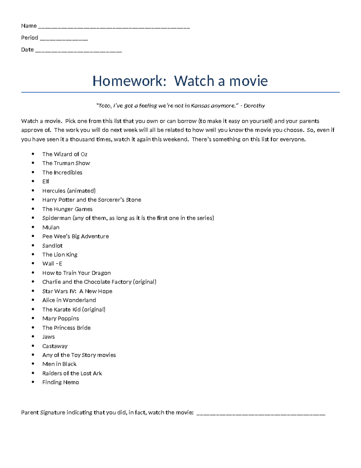 05a. Movie Assignment: Watch and Analyze Your Chosen Film - Studocu