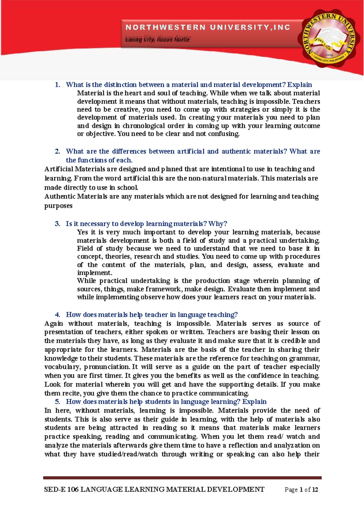 Module 1 Language Learning Material Development - What is the ...