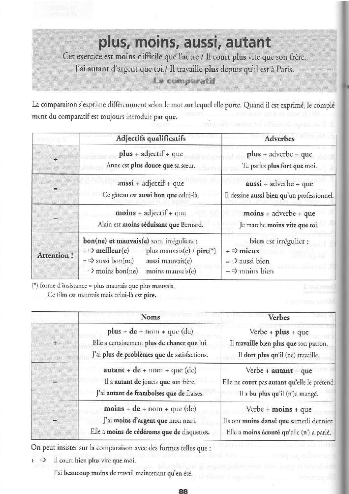 Comparatif en Français - Exercices et Comparaisons (LE) - Studocu