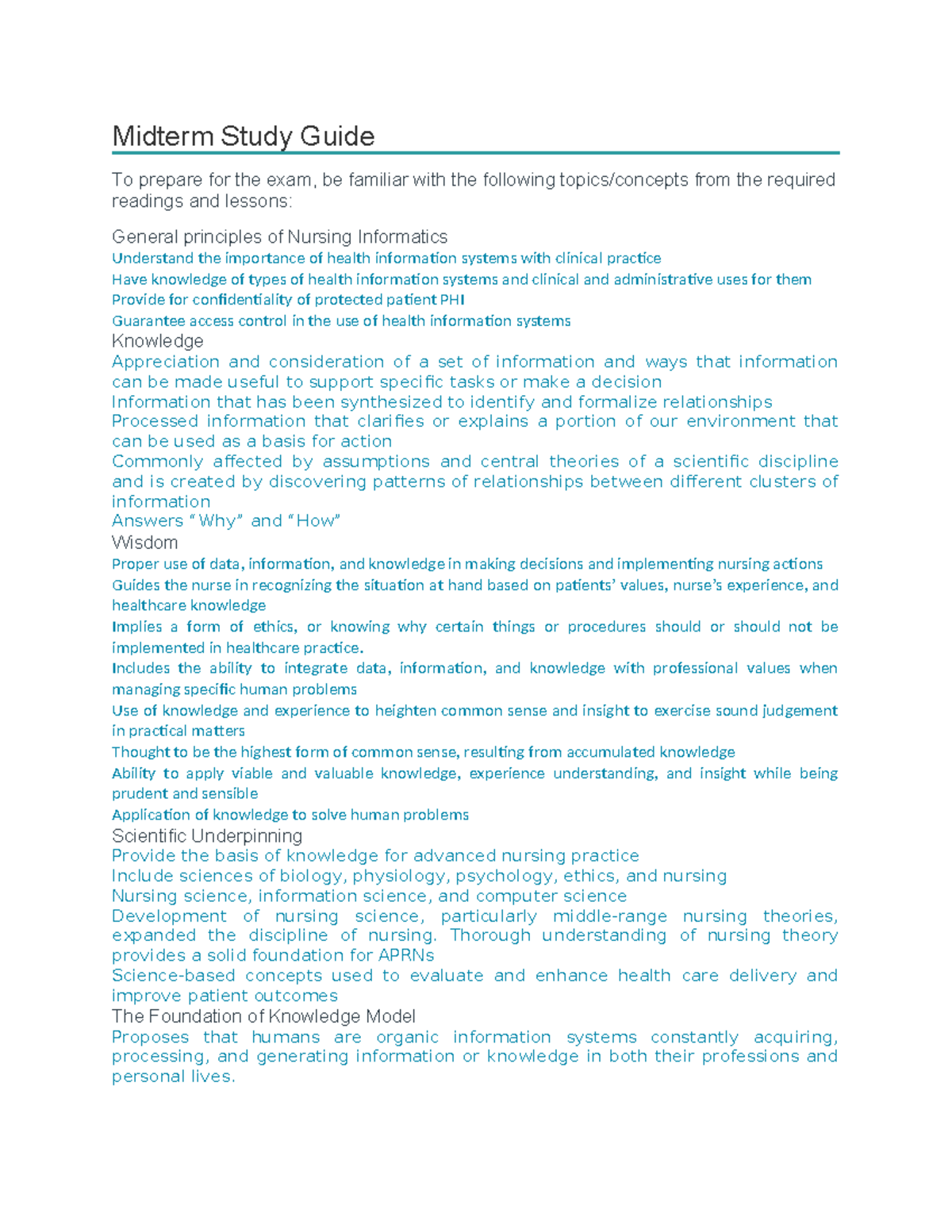 Informatics Midterm Study Guide: Key Concepts & Principles - Studocu