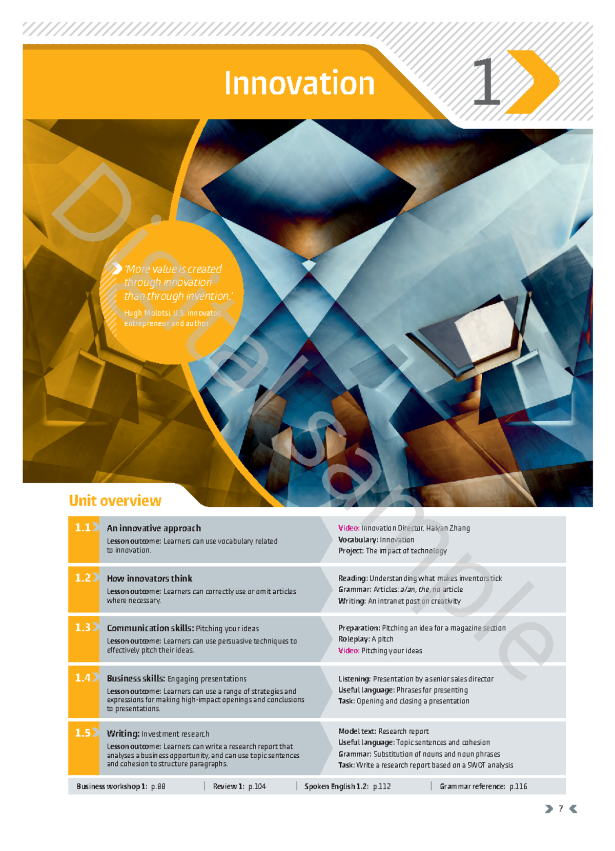 Business Partner C1 Coursebook: Unit 1 - Innovation Overview and Skills ...