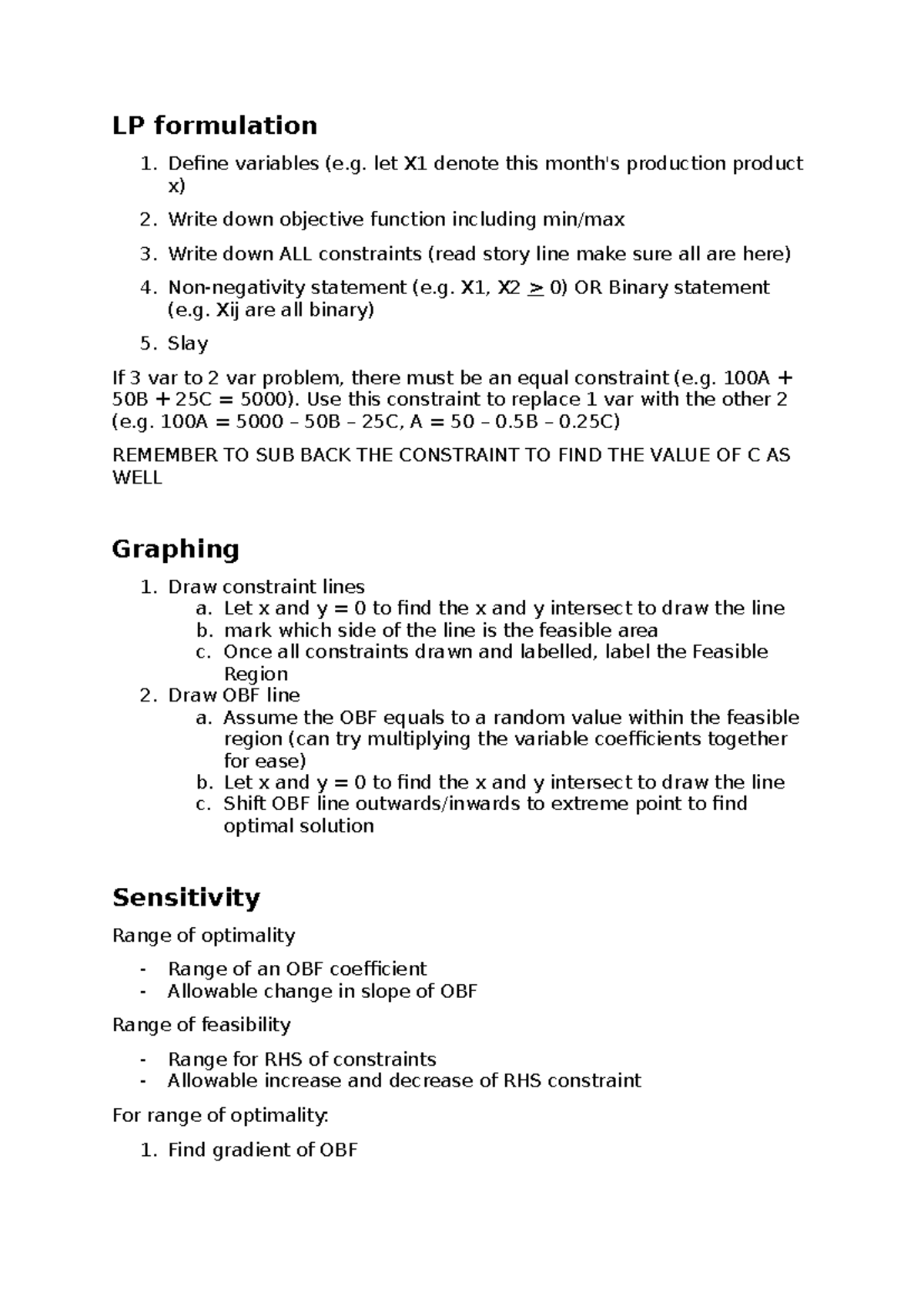 DA Midterm Notes: Linear Programming Formulation and Concepts - Studocu