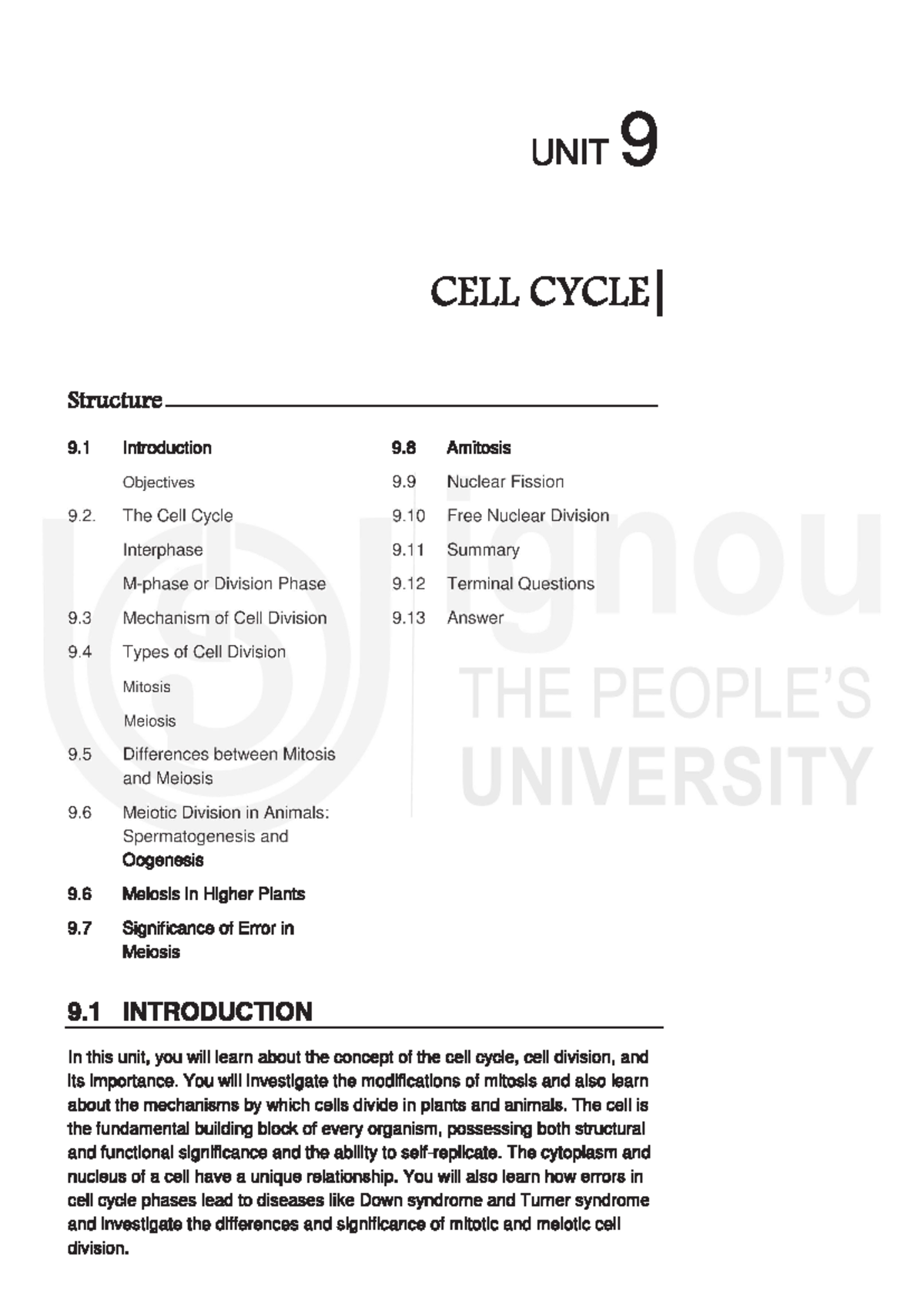 UNIT 9: The Cell Cycle - Mitosis and Meiosis Overview - Studocu