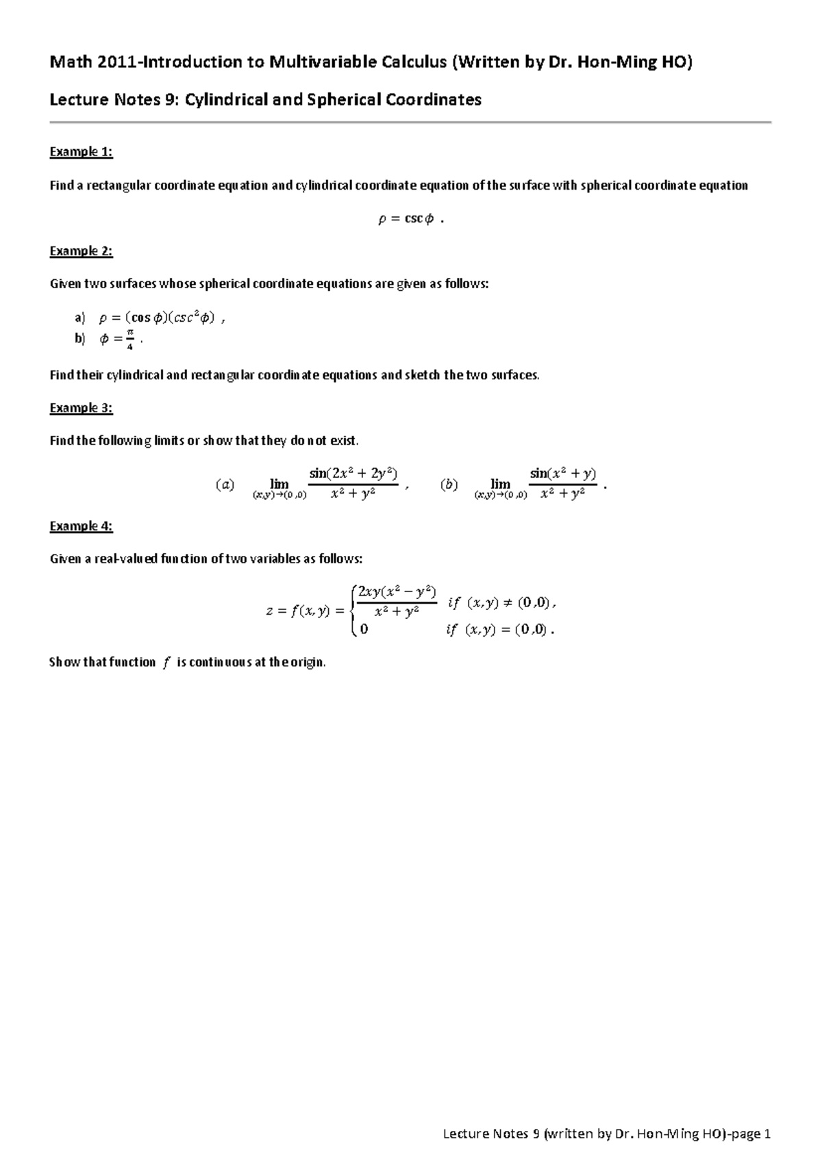 Math 2011-L9(v2) - kelaws - Math 2011 -Introduction to Multivariable ...