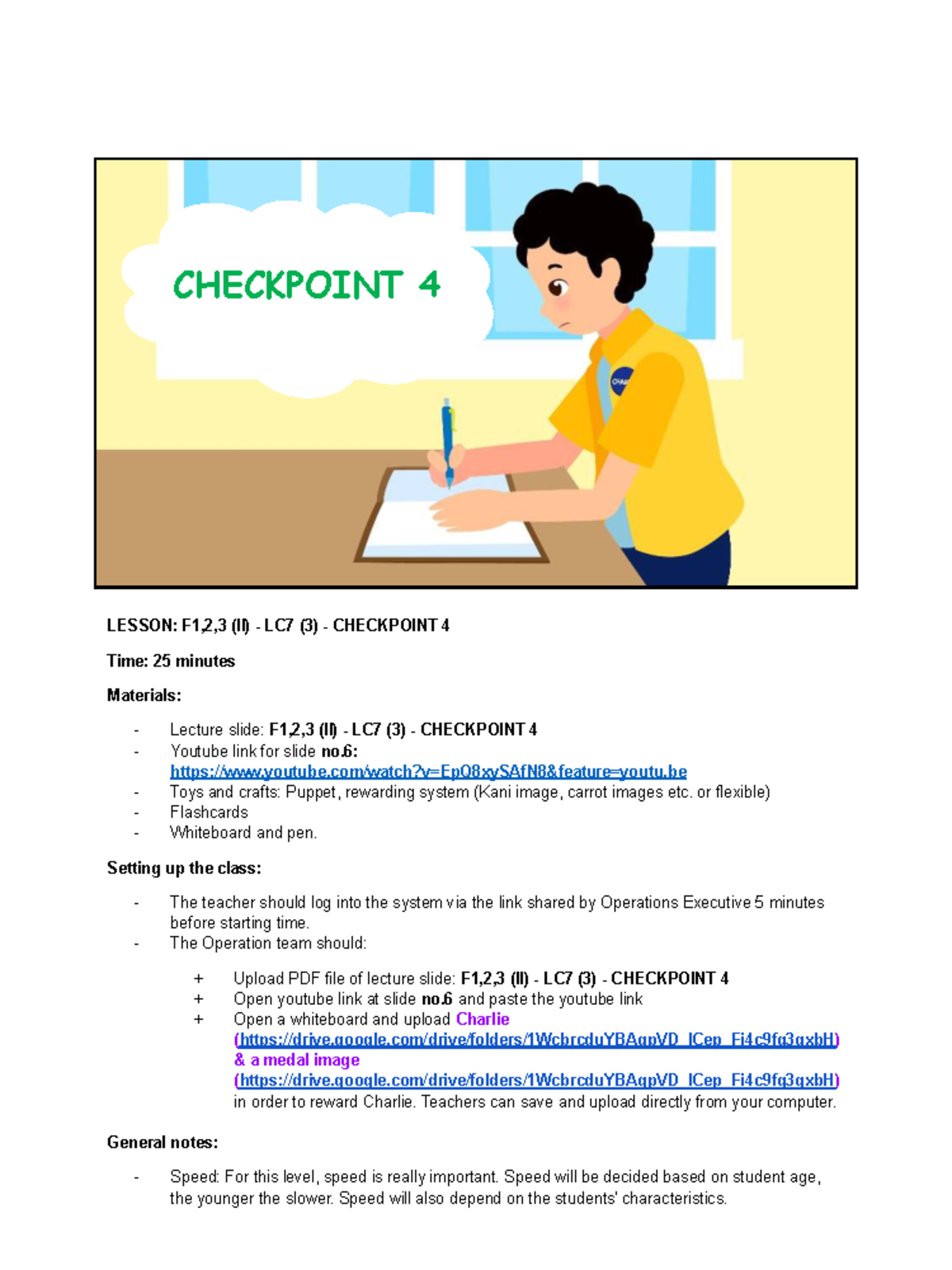 CHECKPOINT 4 LESSON: F1,2,3 (II) LC7 (3) Teaching Techniques and ...