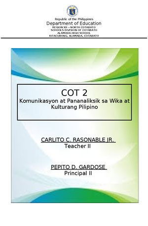 Front page 1 - Education - Republic of the Philippines DEPARTMENT OF ...