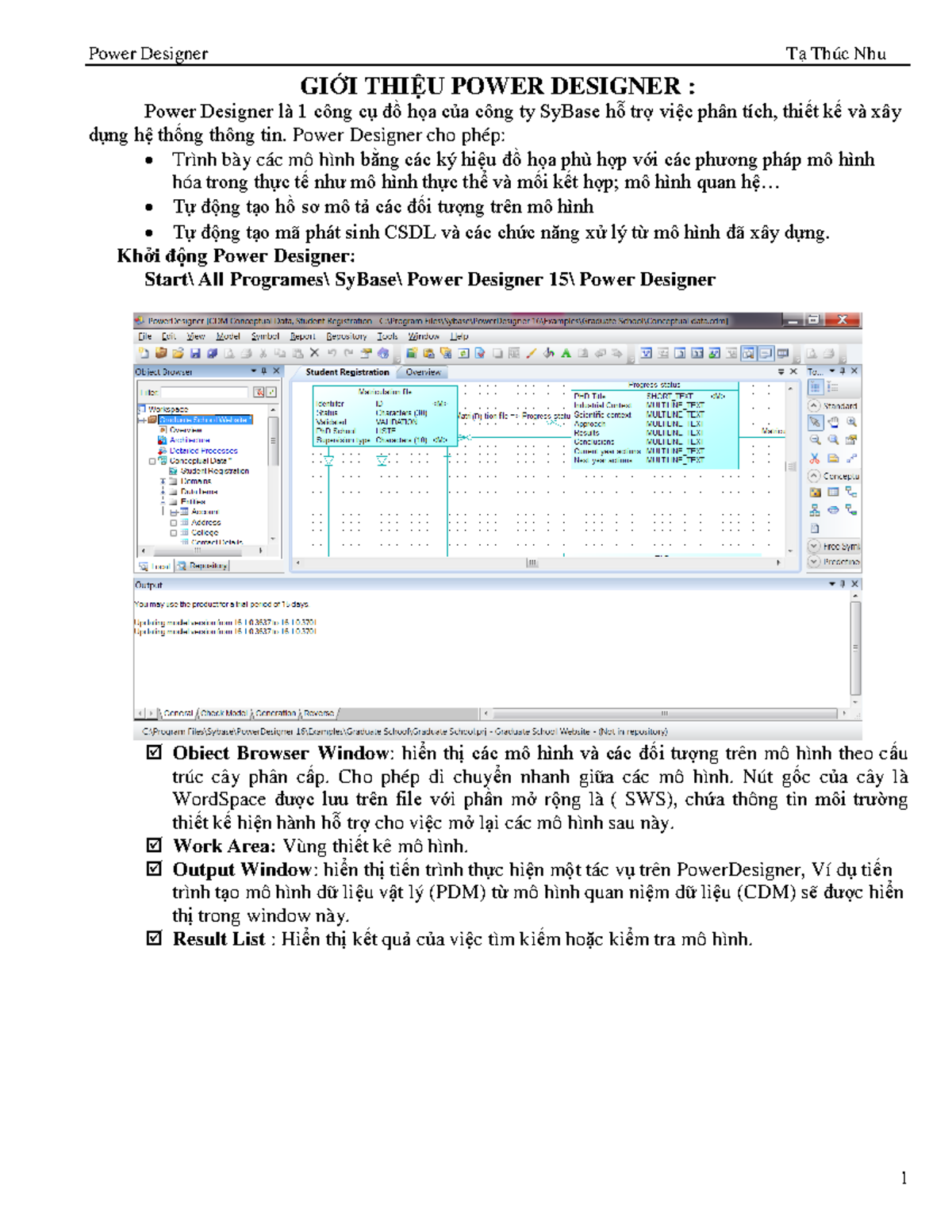 Hướng Dẫn Sử Dụng Power Designer 15 Cho Mô Hình Dữ Liệu CDM - Studocu
