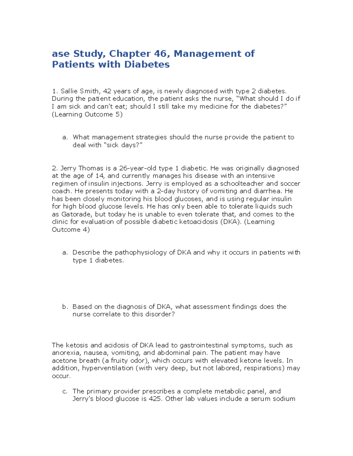 Case Study: Managing Type 1 & Type 2 Diabetes in Patient Care - Studocu