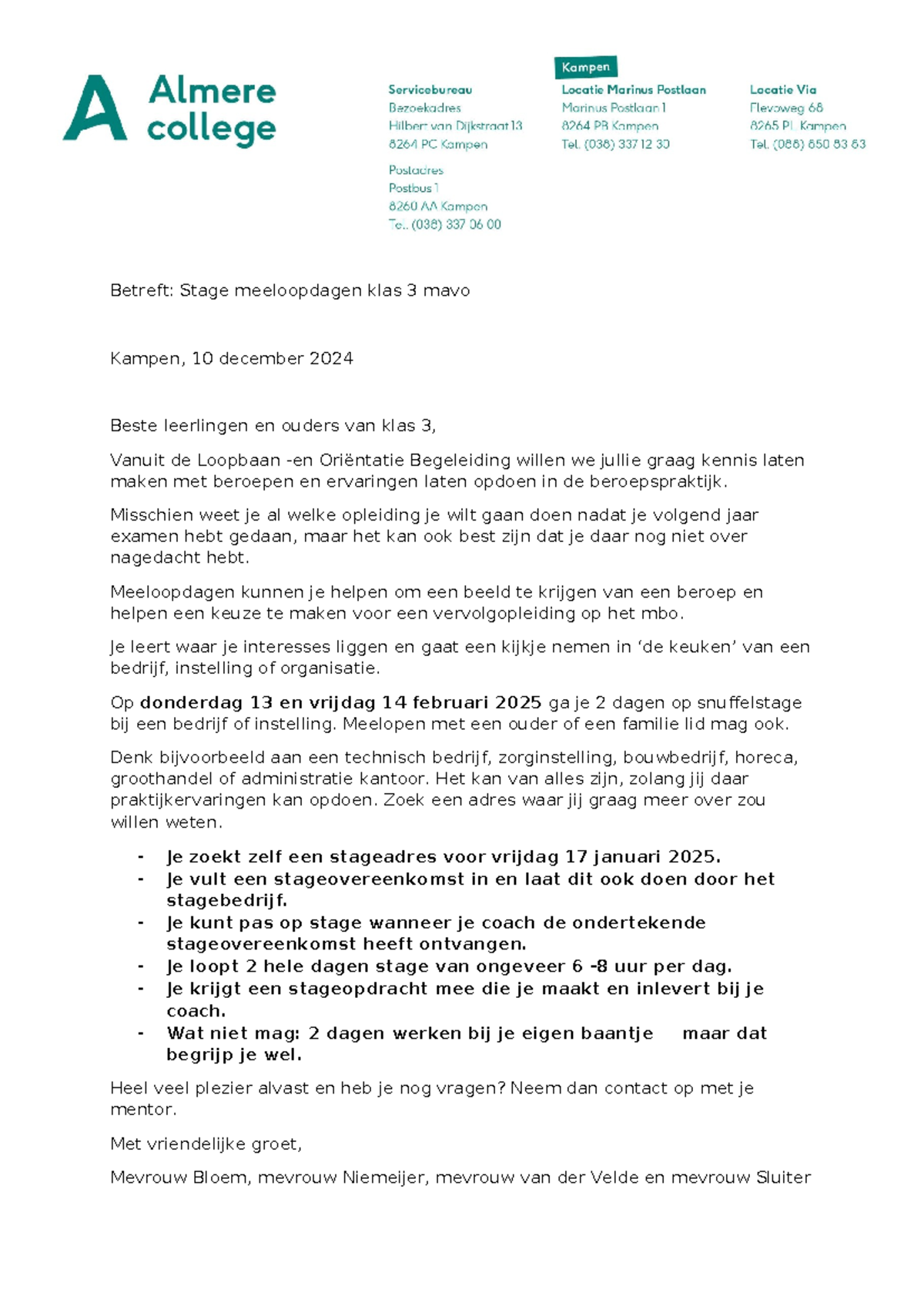 Stage Meeloopdagen Klas 3 Mavo - Belangrijke Informatie 2025 - Studeersnel