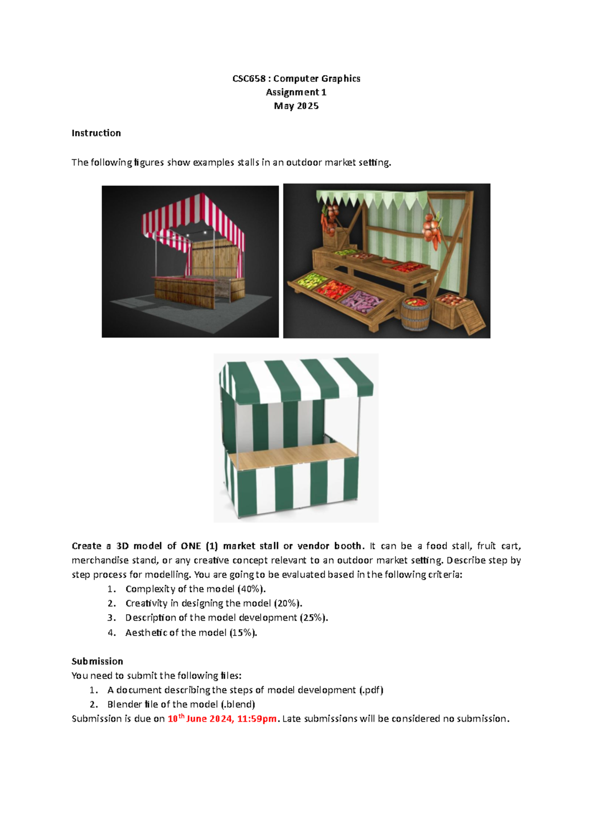 CSC658: Computer Graphics Assignment 1 - 3D Market Stall Modeling Guide ...