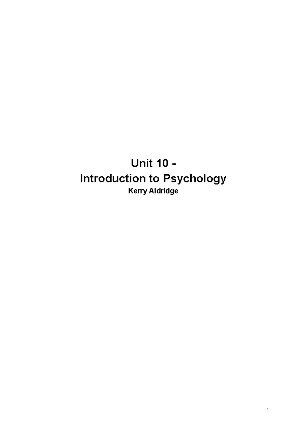 Unit 10 - Research Methods in Psychology: Experimental & Non-Experimental Analysis - Studocu