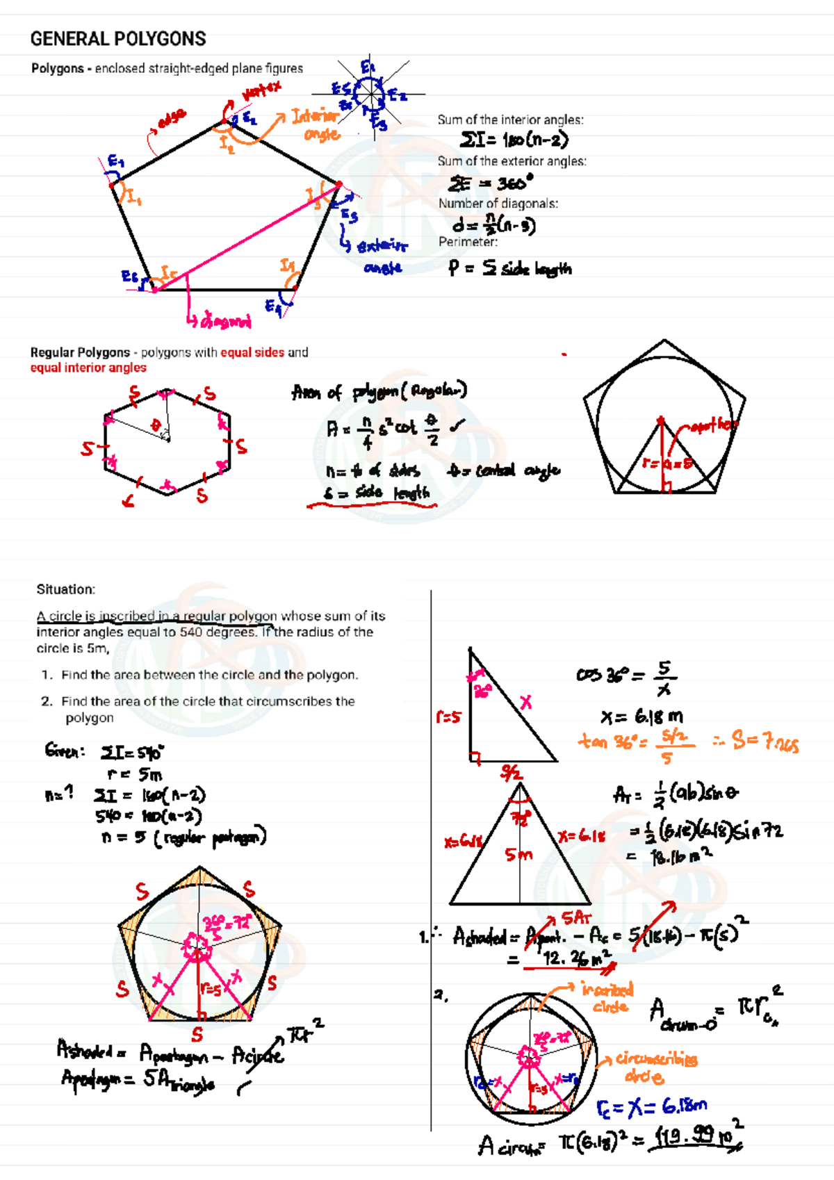 Plane Geometry Problems & Solutions: Polygons, Triangles, Circles - Studocu