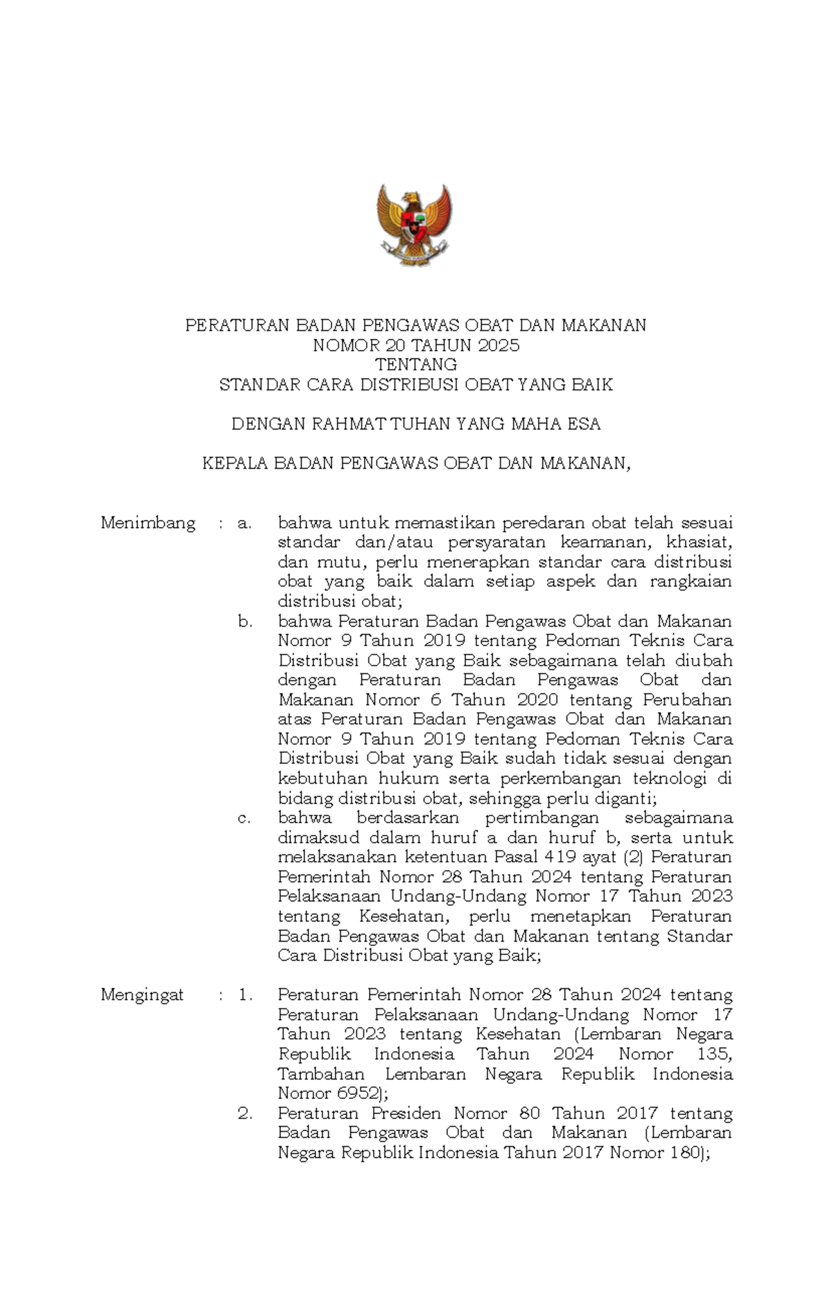 Peraturan BPOM No. 20 Tahun 2025: Standar Distribusi Obat yang Baik ...