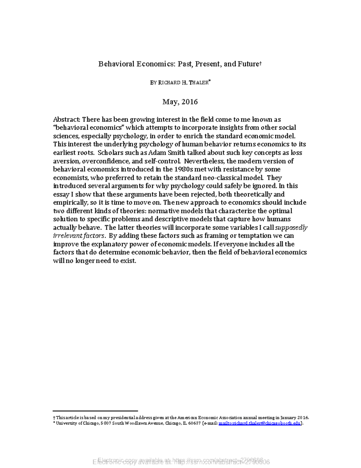 Behavioral Economics: Insights and Developments (Econ 101) - Studocu