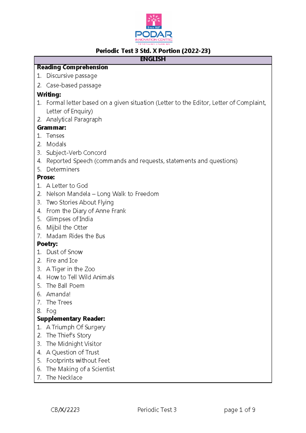 CB PT3 Portion X - notes - ENGLISH Reading Comprehension 1. Discursive ...