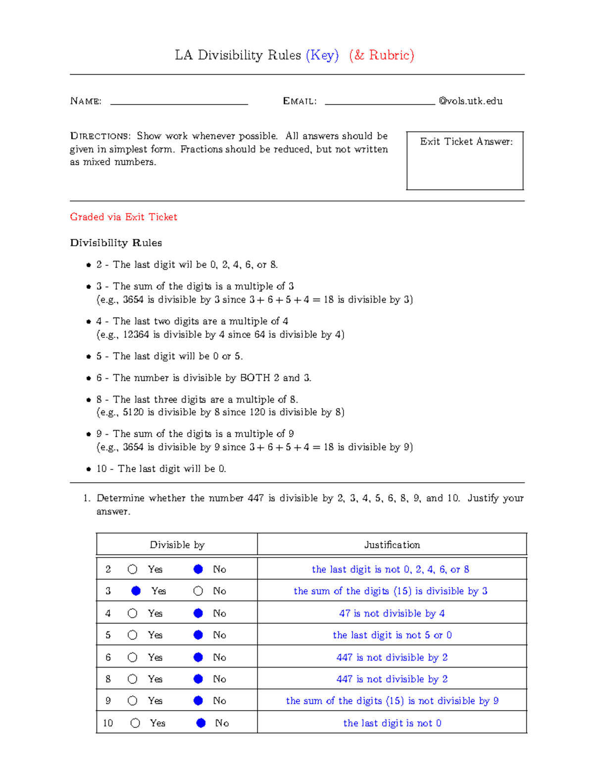 Math 119 LA Divisibility Rules & Prime Factorization Activities - Studocu