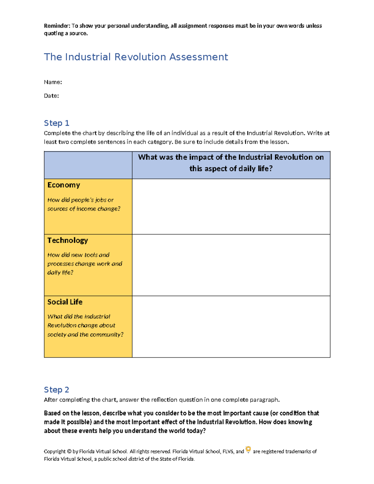 Industrial Revolution Assessment: Understanding Impact and Change - Studocu