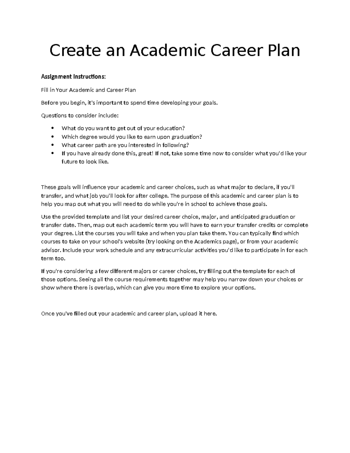Create an academic career plan - Create an Academic Career Plan ...