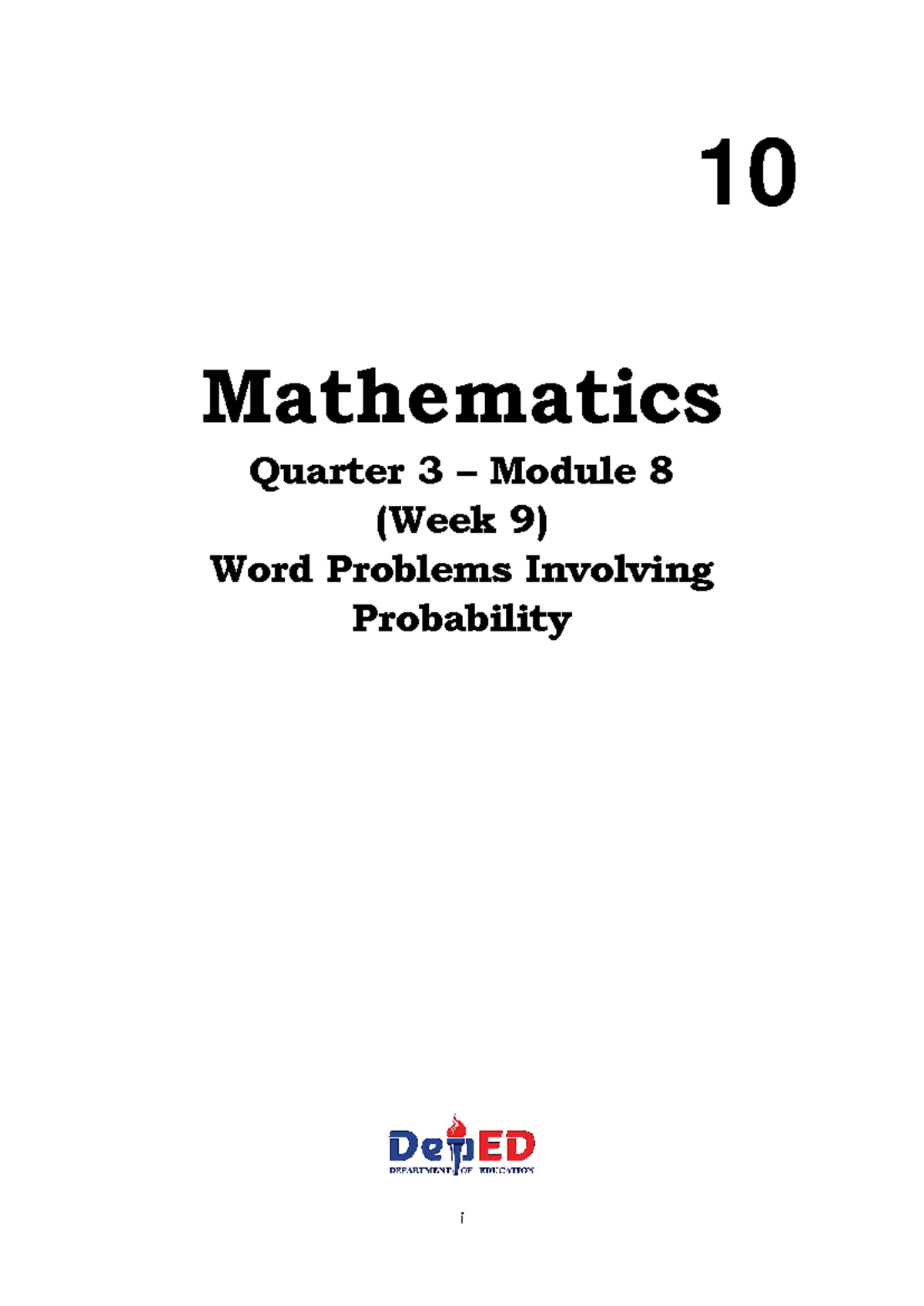 8 Q3 Math - Module 8 for Quarter 3 Mathematics 10 - i Mathematics ...