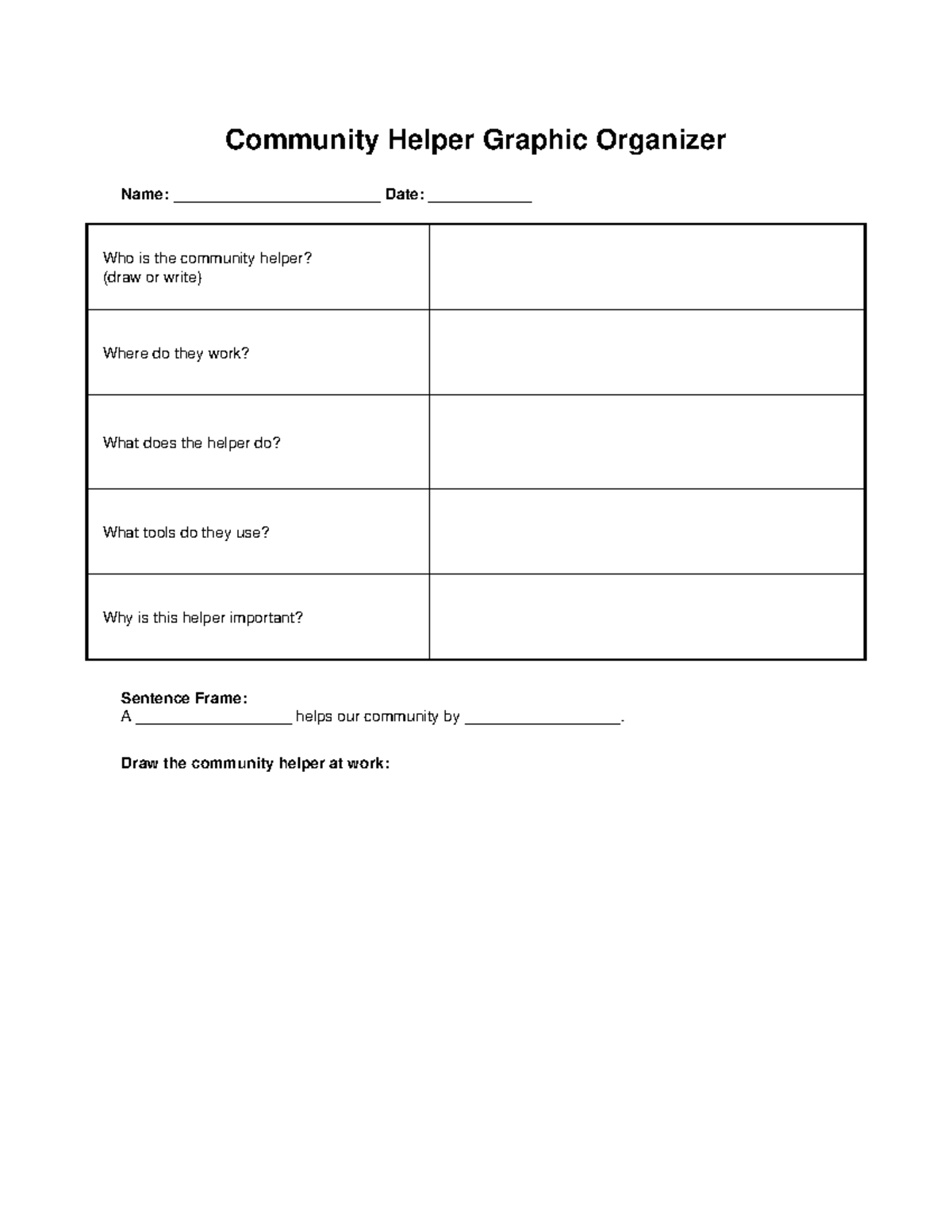 Community Helper Graphic Organizer Expanded - D090 - Community Helper ...