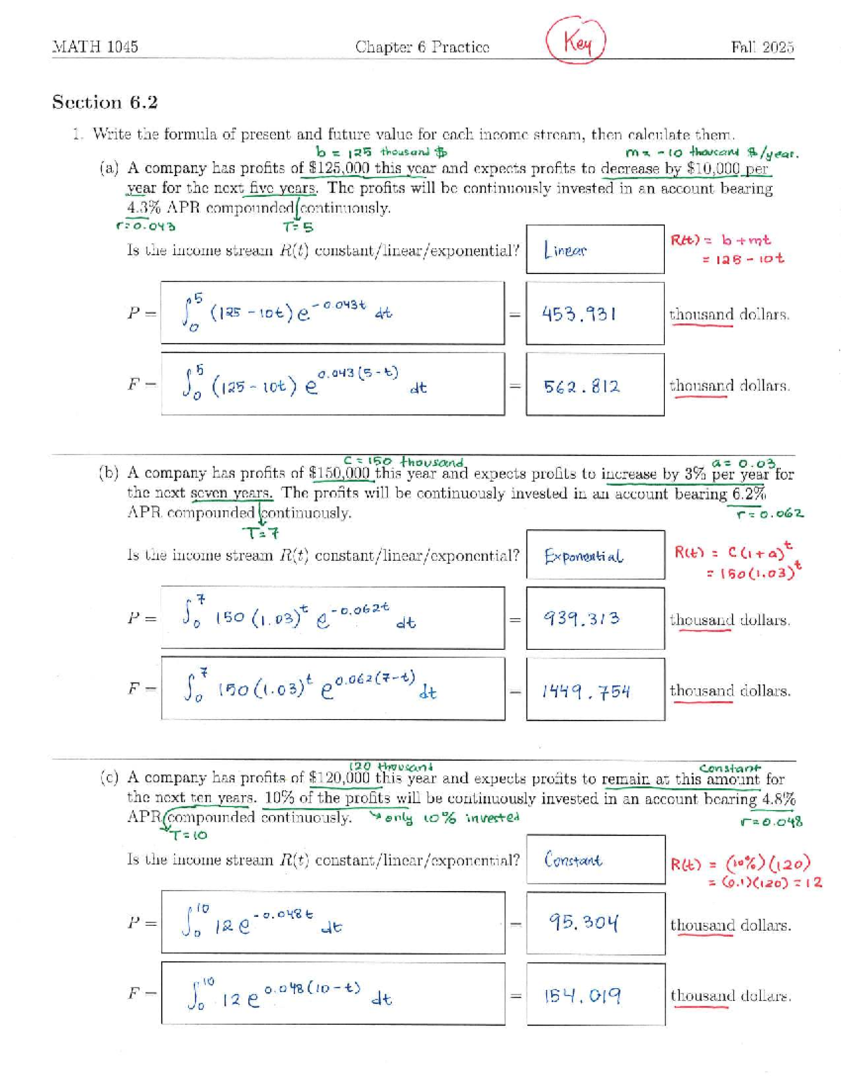MATH 1045 Chapter 6 Practice Solutions Fall 2025 - Studocu