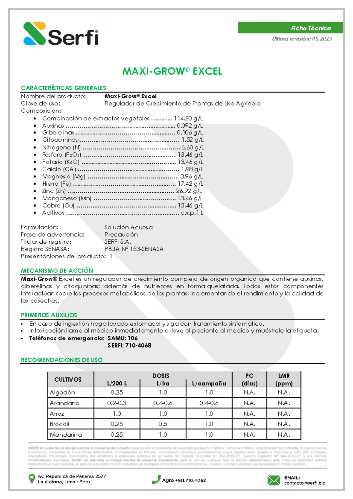 Ficha Técnica MAXI GROW® Excel v05 - Regulador de Crecimiento - Studocu