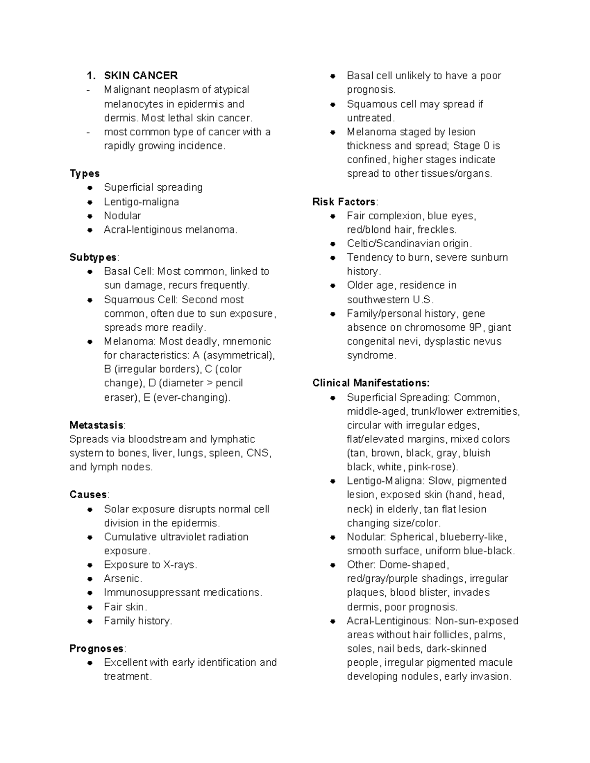 Types of Cancer: Comprehensive Overview of Major Malignancies - Studocu