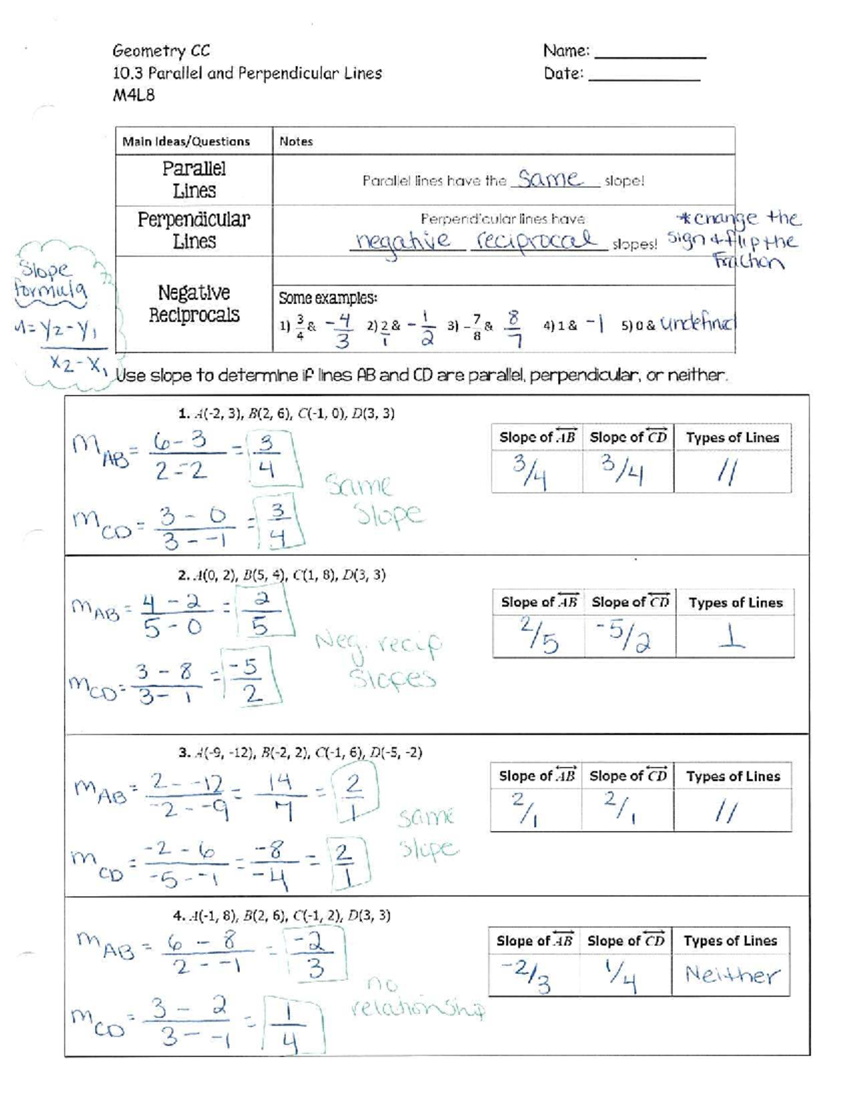 GCC 10.3 Notes: Understanding Parallel and Perpendicular Lines - Studocu