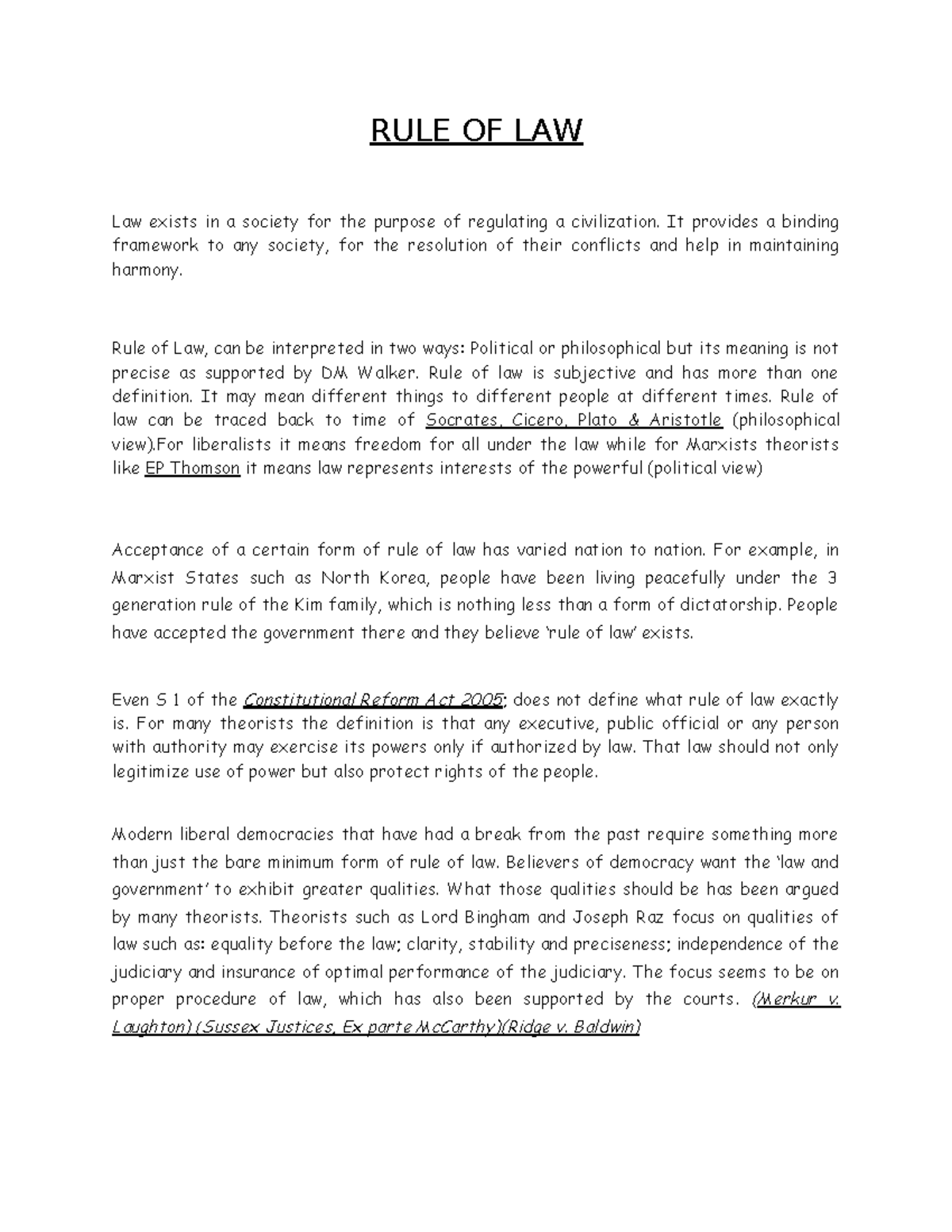 LAW 101 - Exploring the Concept and Significance of the Rule of Law ...