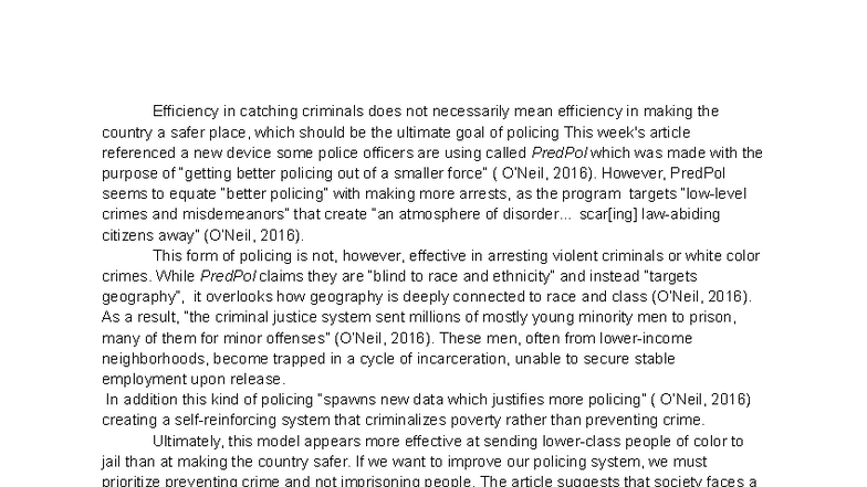 Efficiency vs. Fairness in Policing: A Critical Reflection (Annotated ...