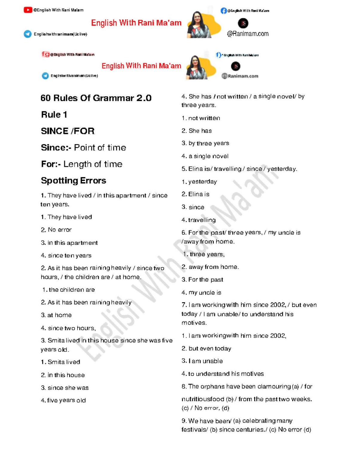 60 Essential Grammar Rules 2.O - Final Exam Preparation - Studocu