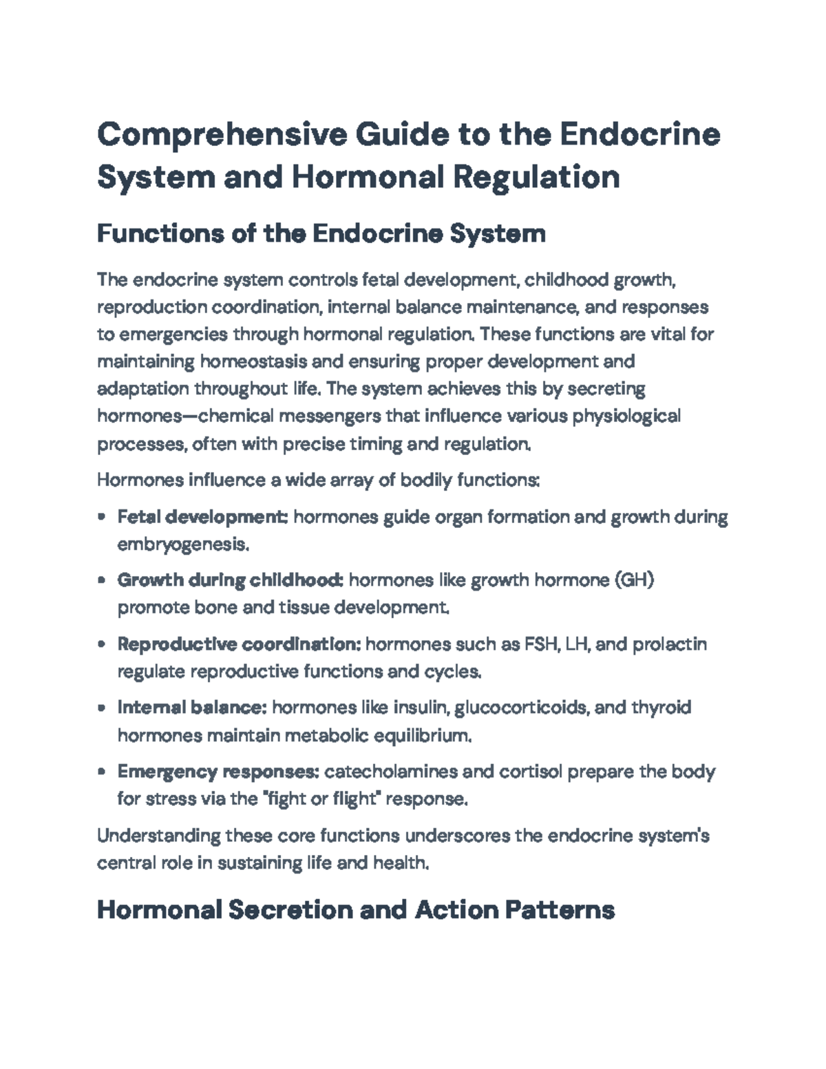 Comprehensive Overview of the Endocrine System and Hormonal Regulation ...