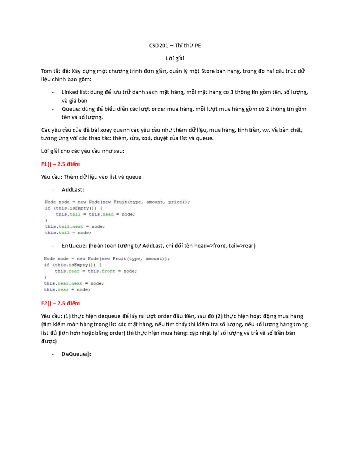CSD201 Trial Test Solutions for Store Management Program - Studocu