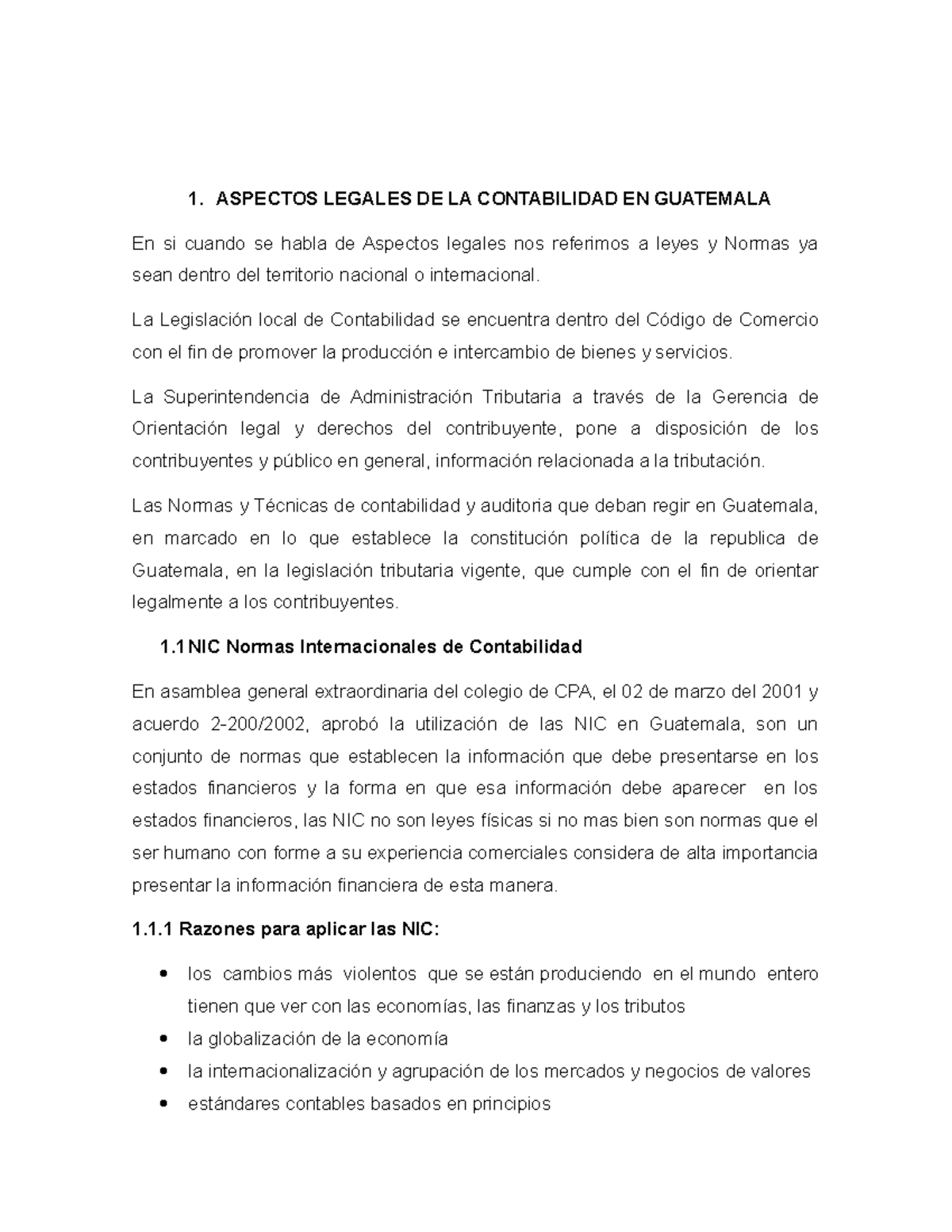 Aspectos Legales y Normas Contables en Guatemala - Análisis y ...