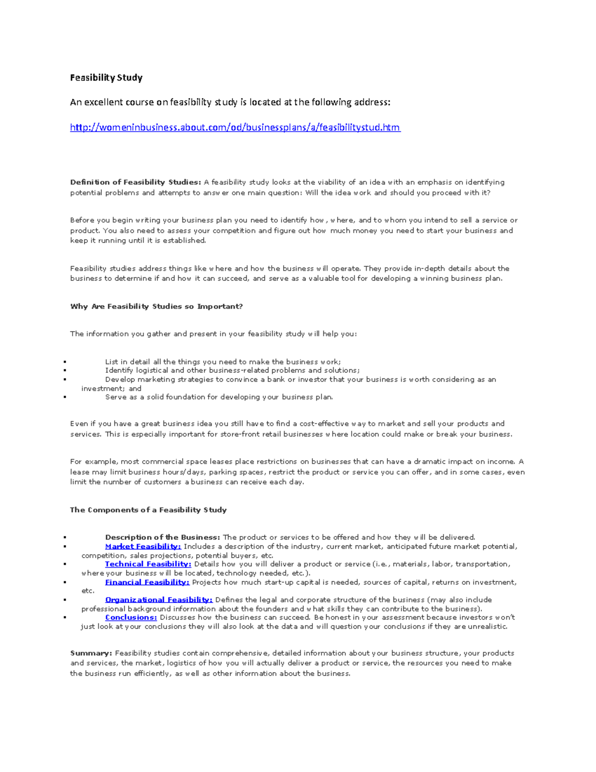 Feasibility Study Notes: Key Components & Importance Explained - Studocu