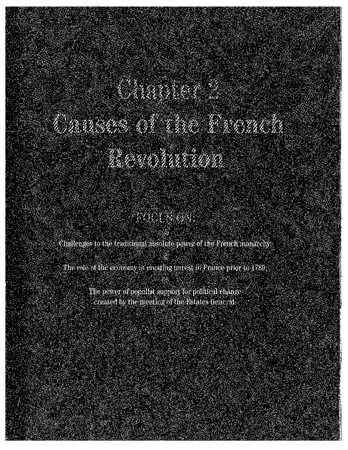 Social Studies 20-1 Chapter 3: Causes of the French Revolution Reading ...