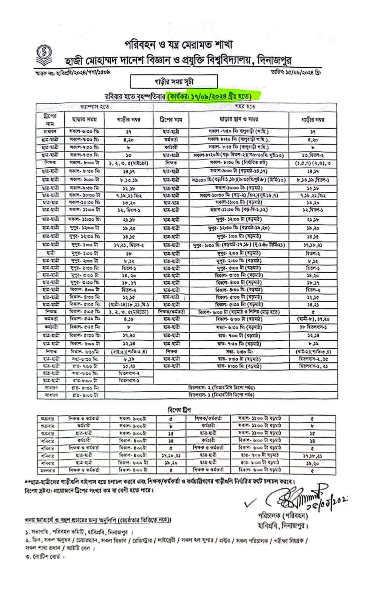 Bus Schedule for 17/09/24 - Important Transit Information - Studocu