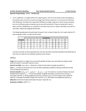 IE 4520: Stochastic Modeling - Dynamic Programming Practice Answers ...