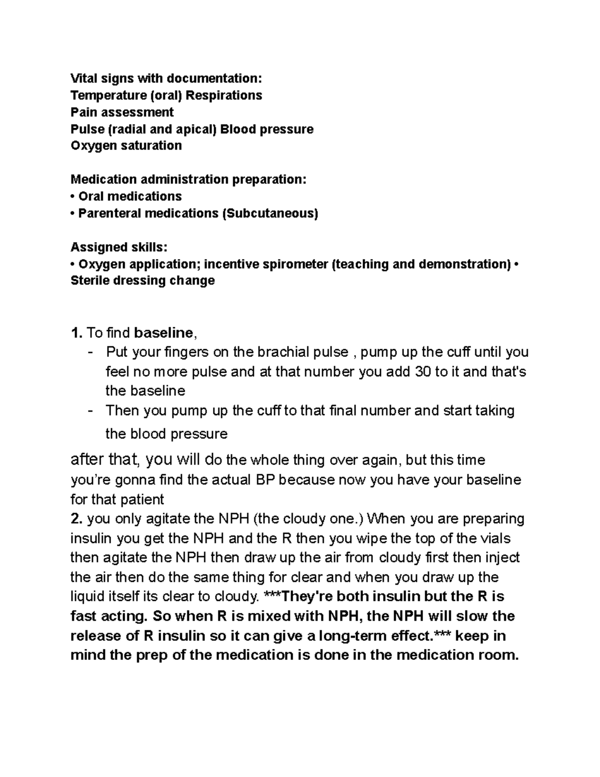 Vital Signs Documentation and Medication Preparation Notes - Studocu