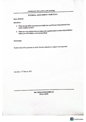 Conflicts of Law (LAW 101) Final Lecture Notes: Key Court Powers ...