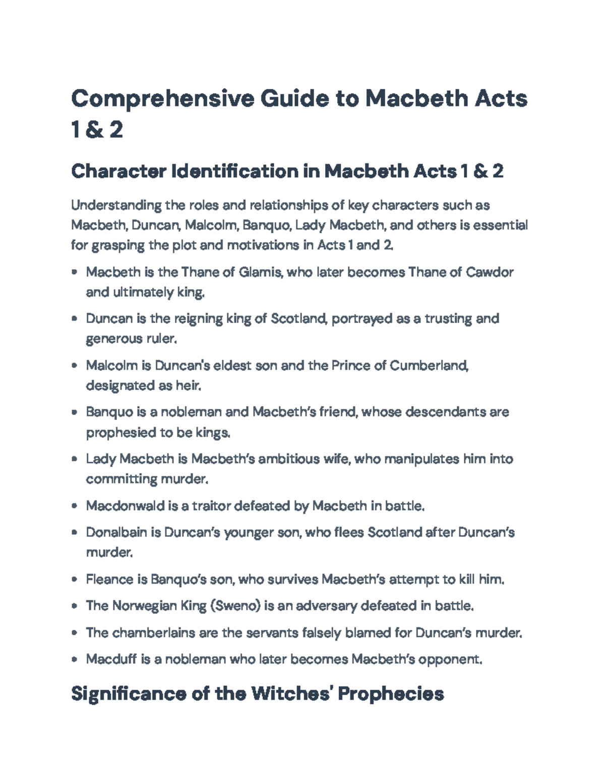 Comprehensive Guide to Macbeth (ENG 101): Key Characters & Themes in ...