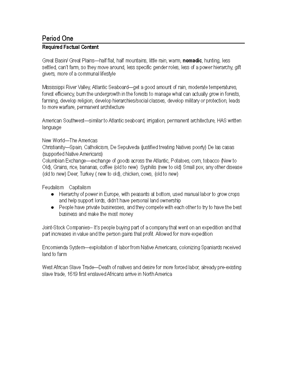 Period One Review Notes: Key Concepts and Themes for 2020 Course - Studocu