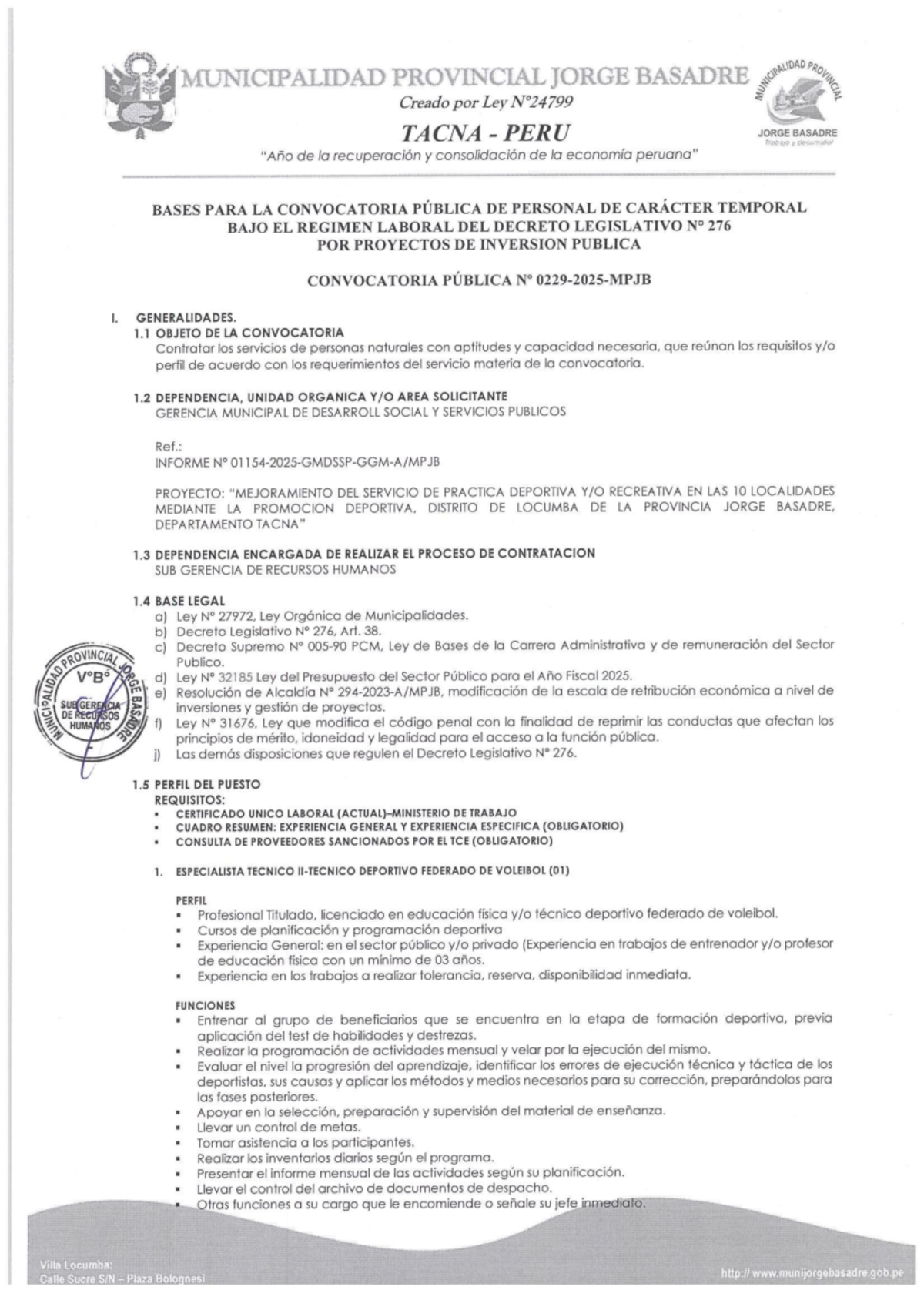 Convocatoria Pública No. 4820 para Contratación de Personal Temporal en ...