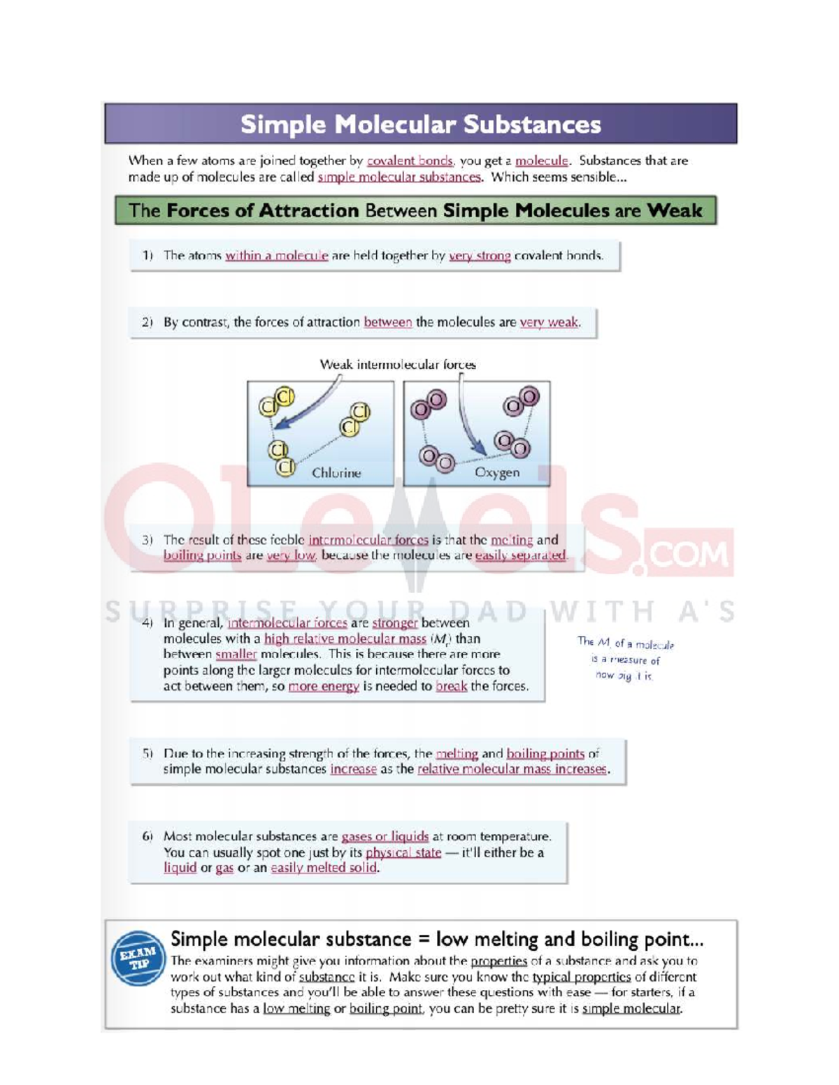 COV 101: Simple Molecular Substances Overview and Properties - Studocu