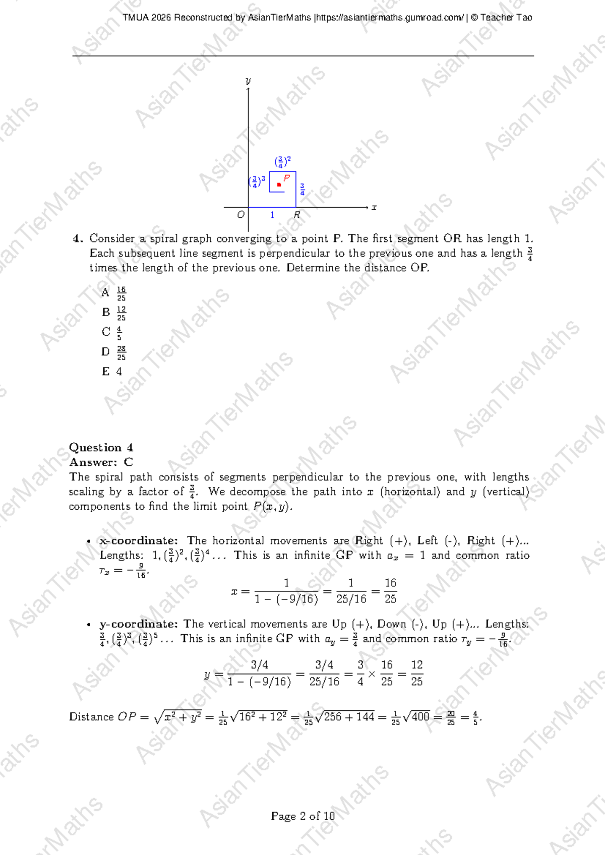 TMUA 2026 Final Exam: Spiral Path Analysis and Convergence - Studocu