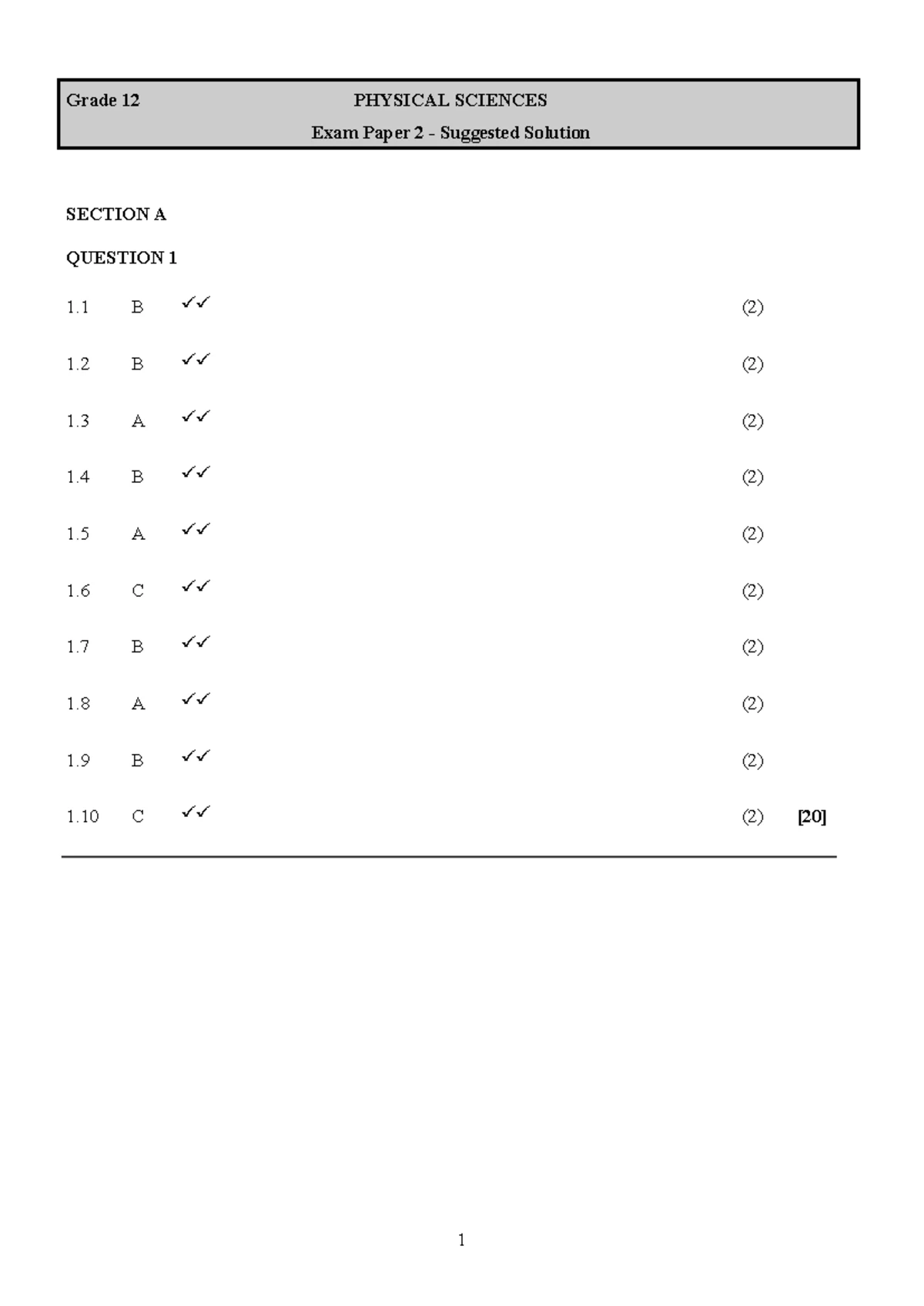 Grade 12 Physical Sciences Exam Paper 2: Key Concepts and Questions ...