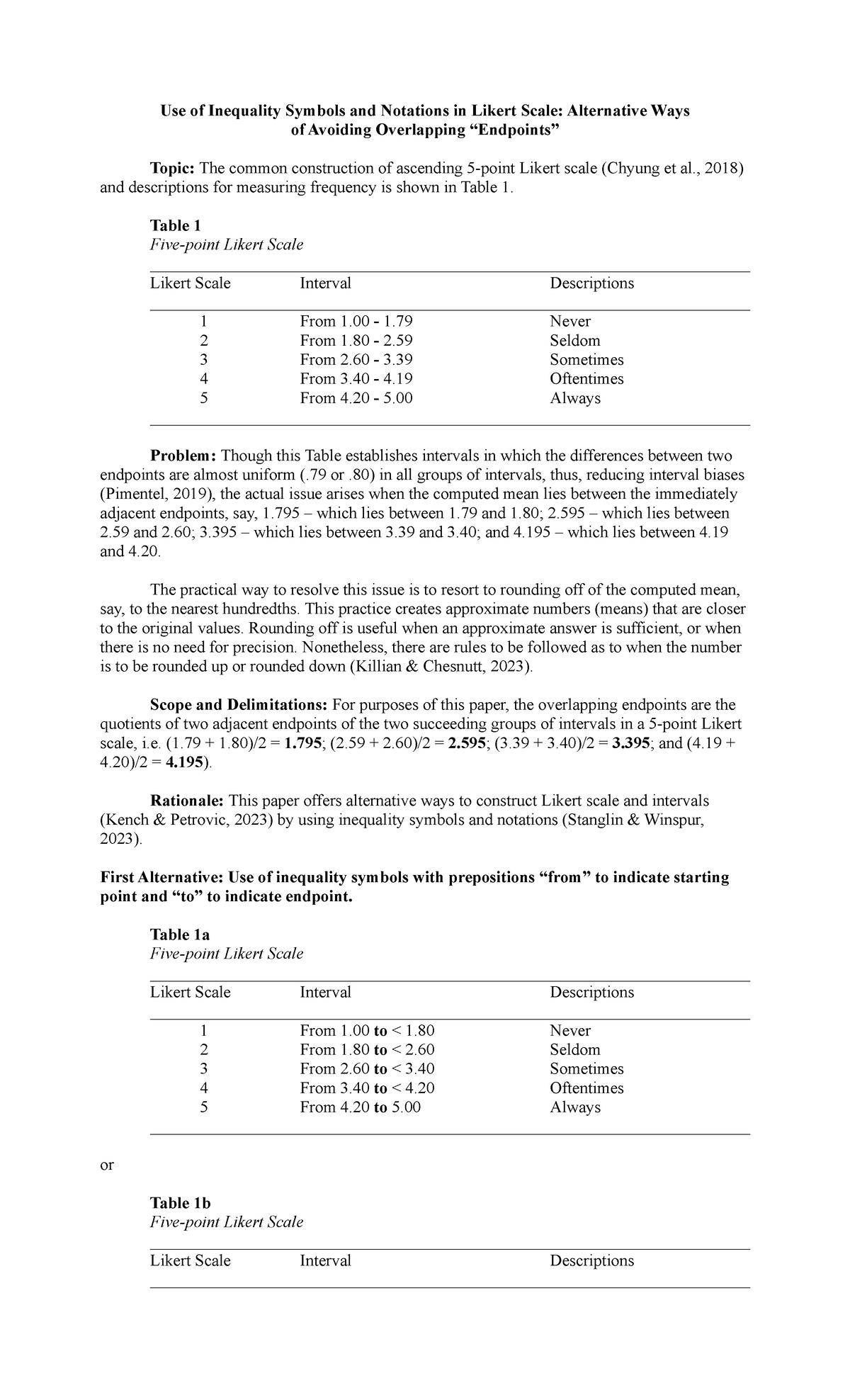 SM - Alternative Methods for Inequality Symbols in Likert Scale - Studocu